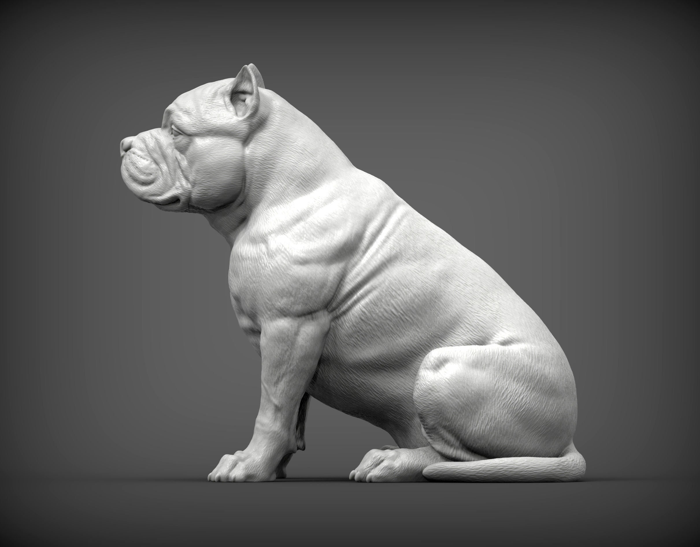 American Bully 3D Printed Dog Statue for Pet Memorial or Shelf Display ...