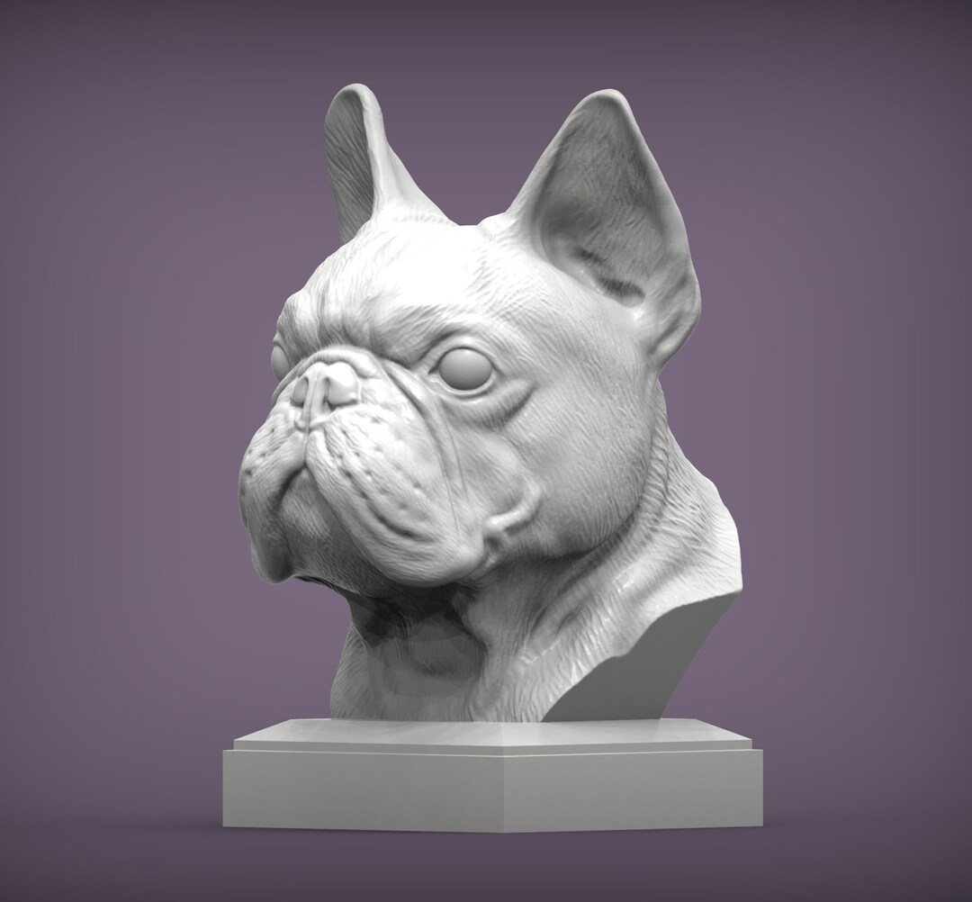 French Bulldog Bust 3D Printed Sculpture for Dog Memorial or Home Decor ...