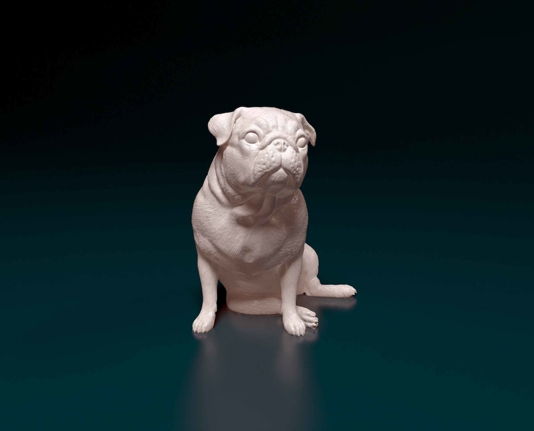 3D Printed Pug Dog Statue Ready-to-paint Unpainted Printing or Painting ...