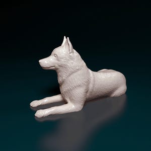 Husky Figurine 3D Printed Dog Sculpture for Shelf Decor or Pet Memorial ...