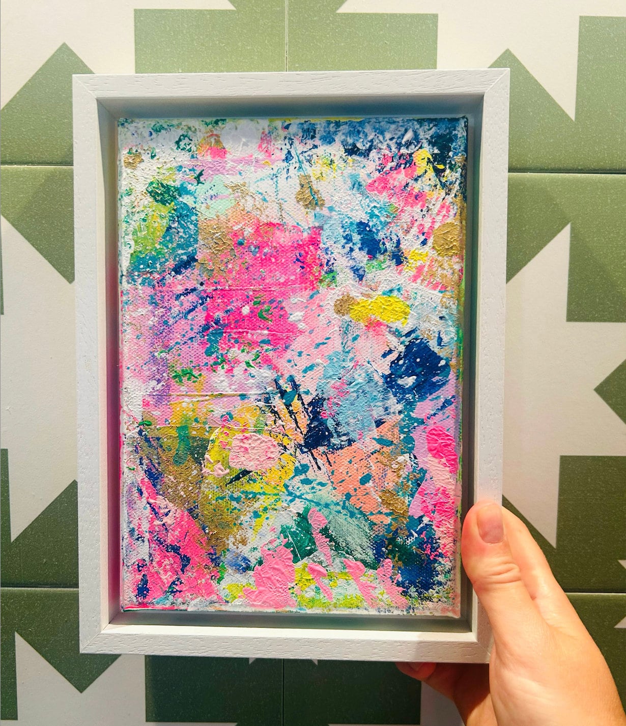 Fizzy Mini Original Fizzy Neon Framed Painting Colourful Pink, Blue ...