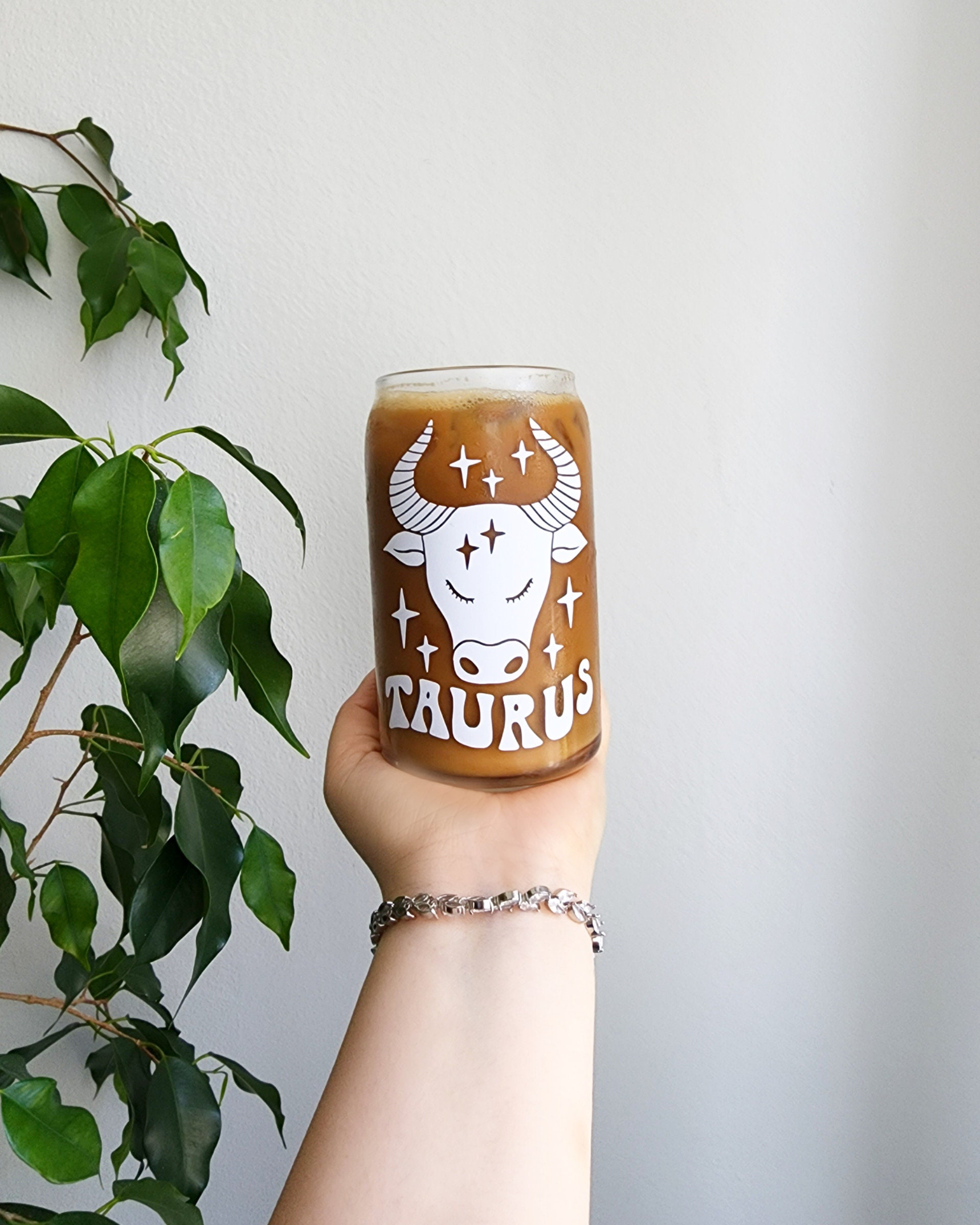 Retro Zodiac Sign Glass Cup | Astrology Sign | Iced Coffee ...