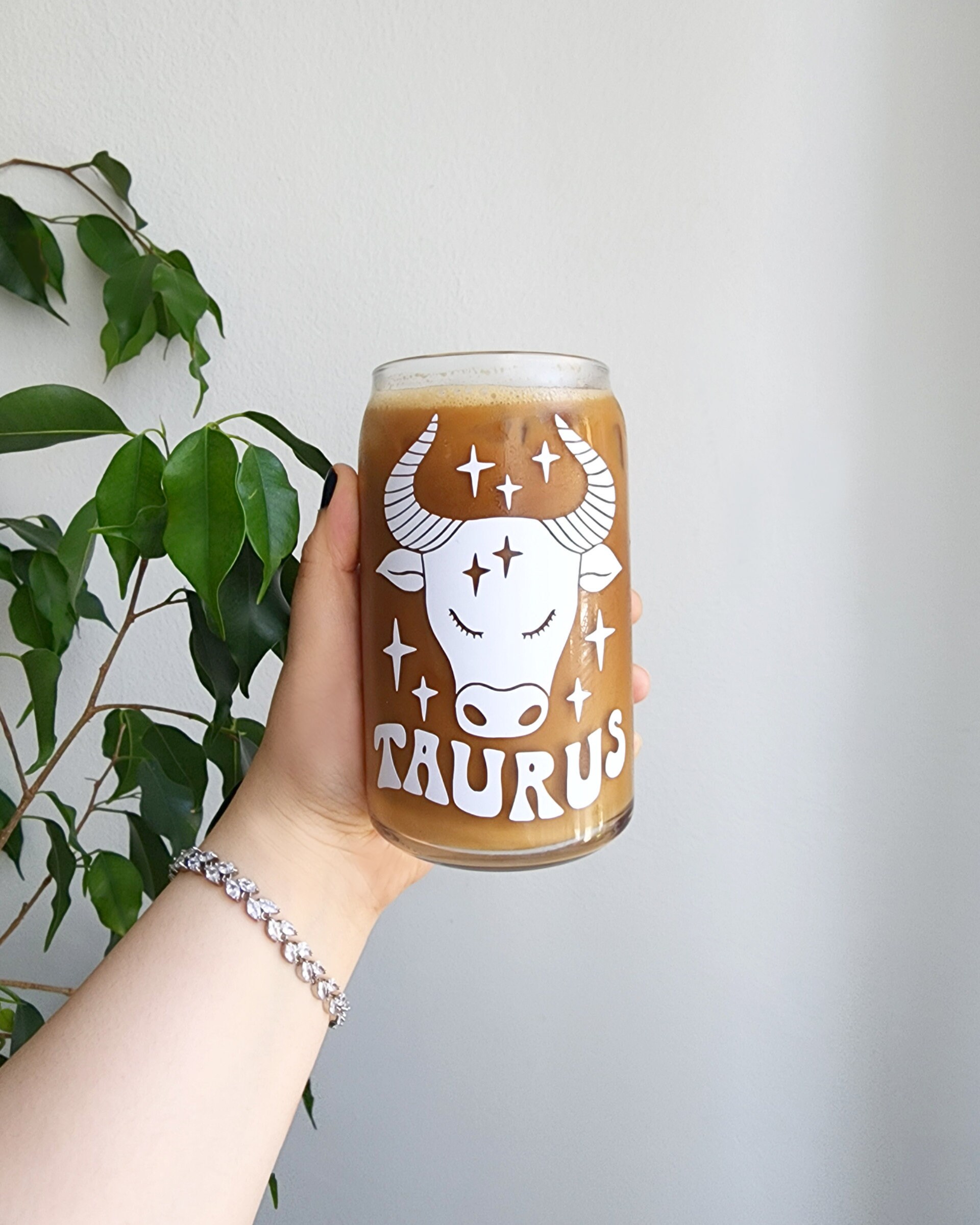 Retro Zodiac Sign Glass Cup | Astrology Sign | Iced Coffee ...