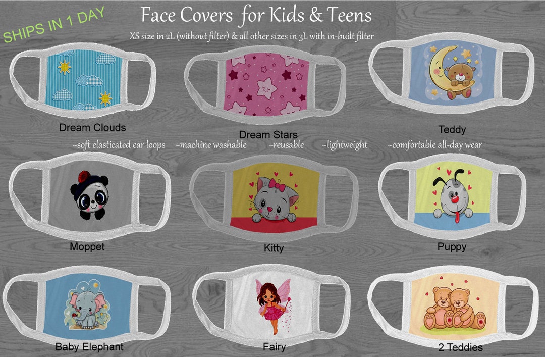 Kid Face Masks Toddler 2-layer Face Covers Kid and Teen 3-layer Masks ...