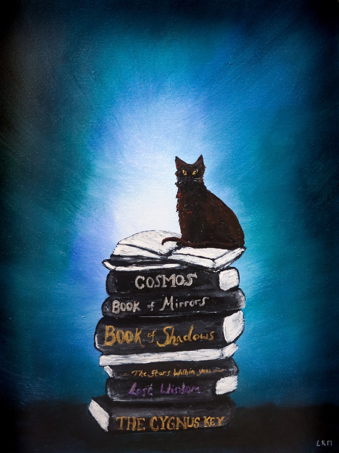 DIGITAL PRINT, the Witches Cat, Witches Familiar, Spellbooks and Tomes ...