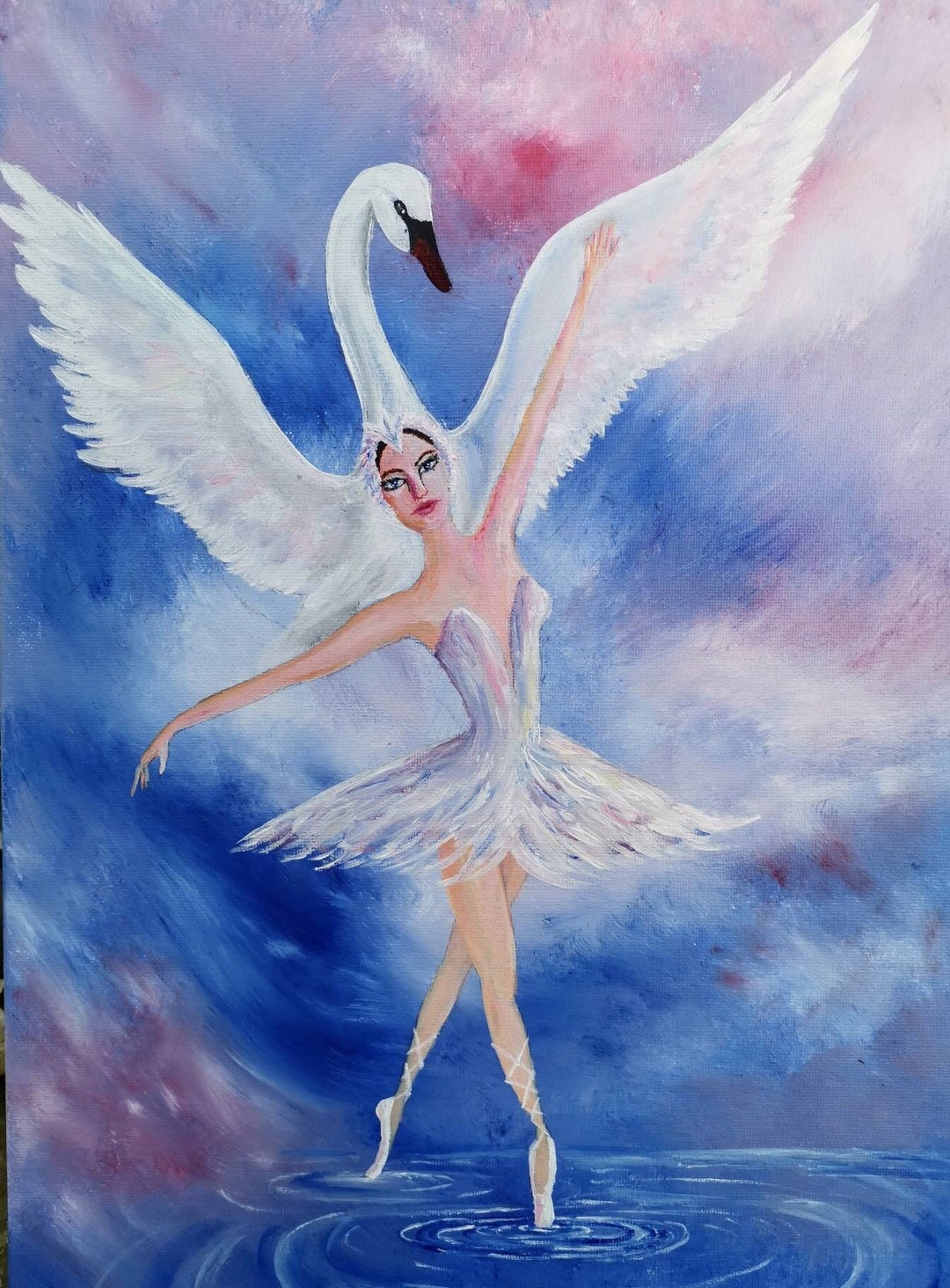 SWAN LAKE, Original Acrylic A3 Painting, Ballerina Art, Swan, Dancing ...