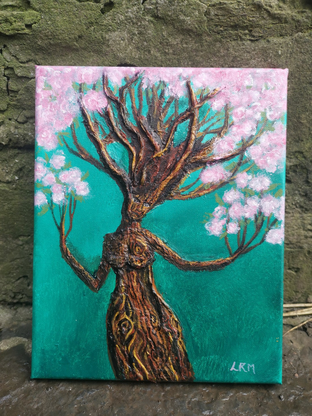 A4 Spring Dryad, Mixed Media, Forest Spirit, Floral Art, Unique Home ...