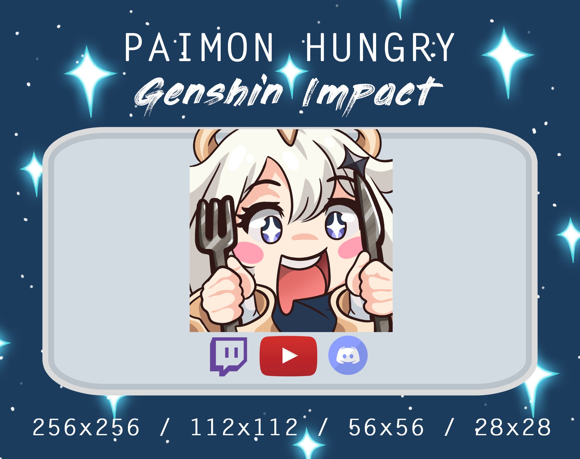 Paimon Hungry Emote Genshin Impact / for Twitch / Discord Streaming - Etsy