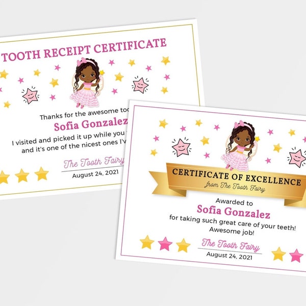 Tooth Fairy Last Tooth Certificate - Etsy