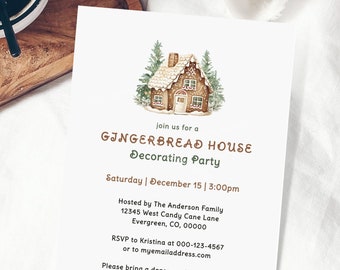 Editable Gingerbread House Decorating Party Invitation - Etsy