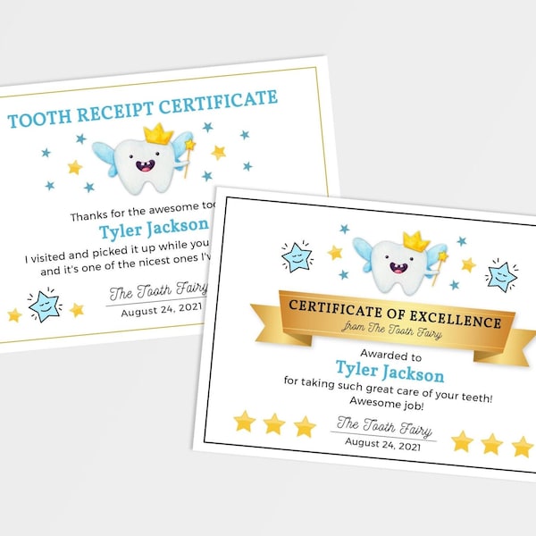 Tooth Fairy Last Tooth Certificate - Etsy