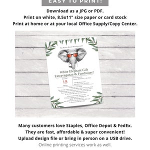 White Elephant Party Flyer Invitation 8.5x11", Christmas Holiday Office ...