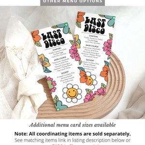 Retro Menu Template, Retro 70s Wedding Menu, Groovy Hippie Party Menu ...