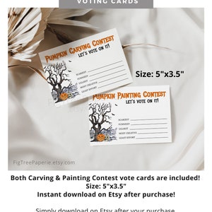 Pumpkin Carving Contest Voting Card, Pumpkin Painting Party Vote Card ...