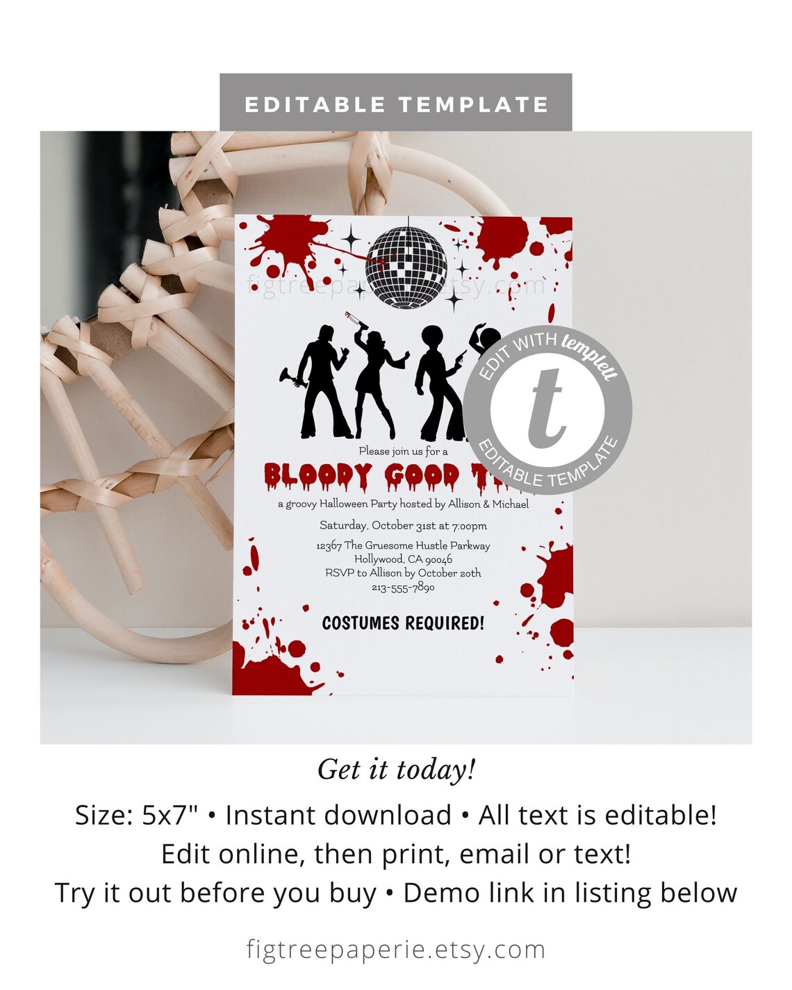 Halloween Bloody Invitation Adult Disco Theme Costume Party - Etsy