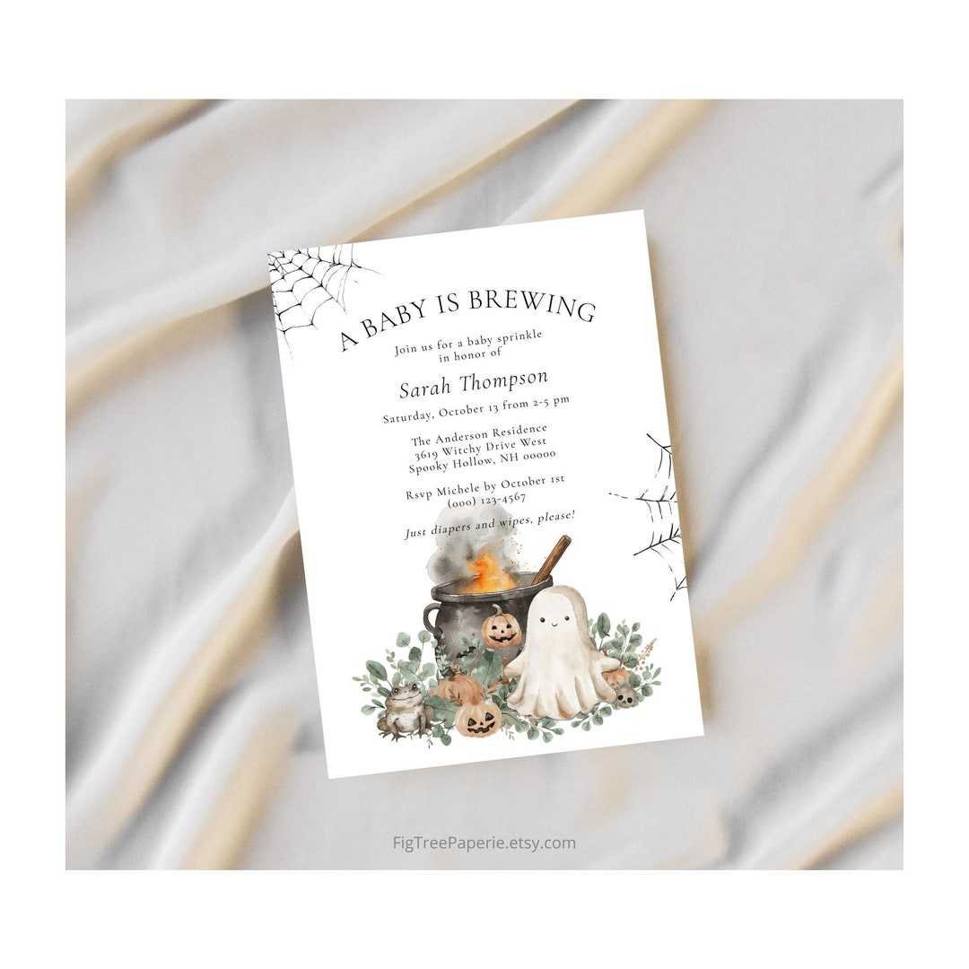 Halloween Baby Sprinkle Invitation, Editable A Baby is Brewing Baby ...