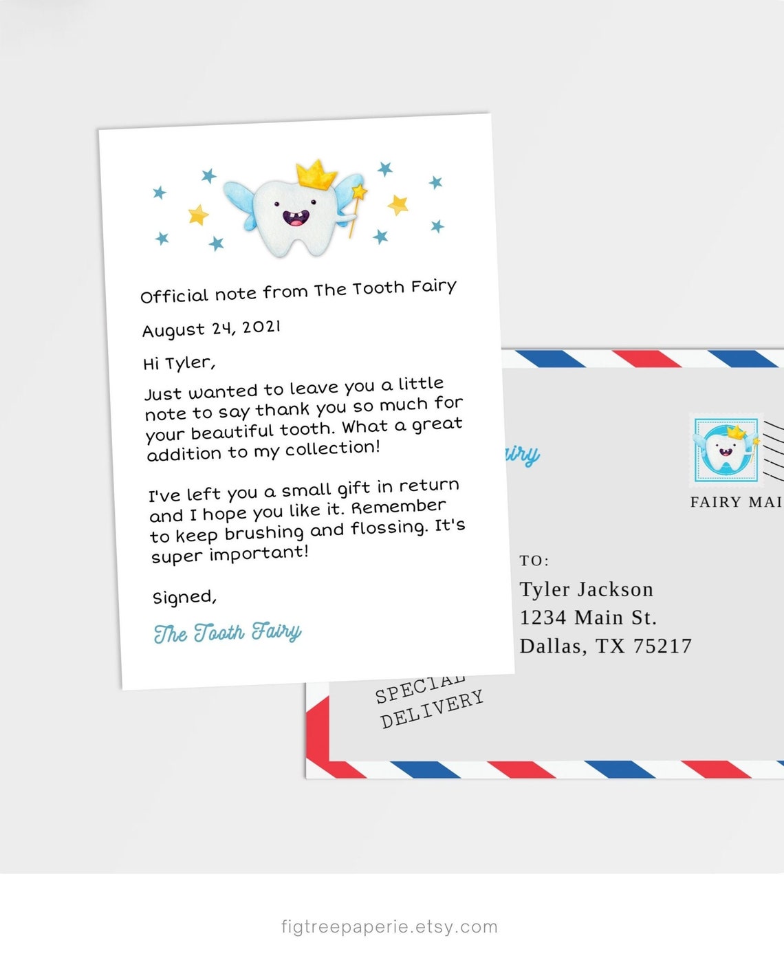 Mini Tooth Fairy Letter for a Boy Printable Tooth Fairy Note - Etsy