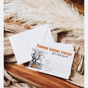Pumpkin Carving Contest Voting Card, Pumpkin Painting Party Vote Card ...