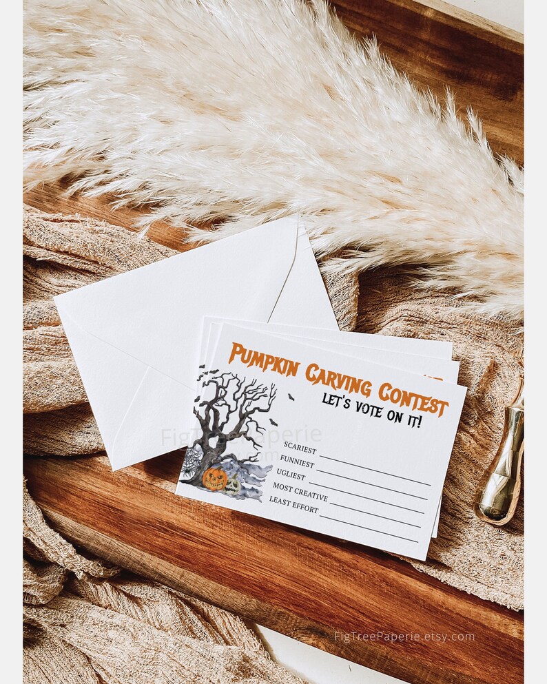 Pumpkin Carving Contest Voting Card, Pumpkin Painting Party Vote Card ...