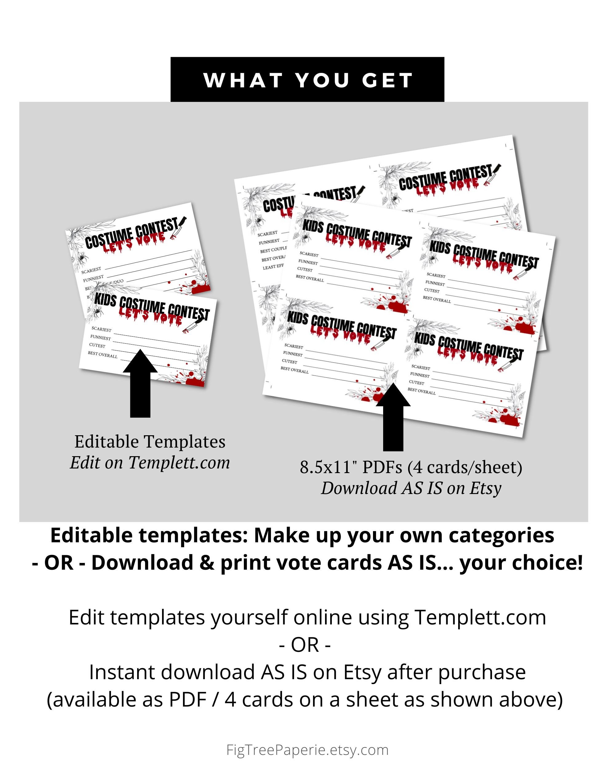 Halloween Costume Contest Sign, Costume Contest Vote Cards, Best ...