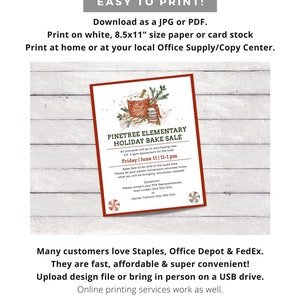 Bake Sale Flyer, School Fundraiser Flyer, PTA, PTO, Church, Holiday ...