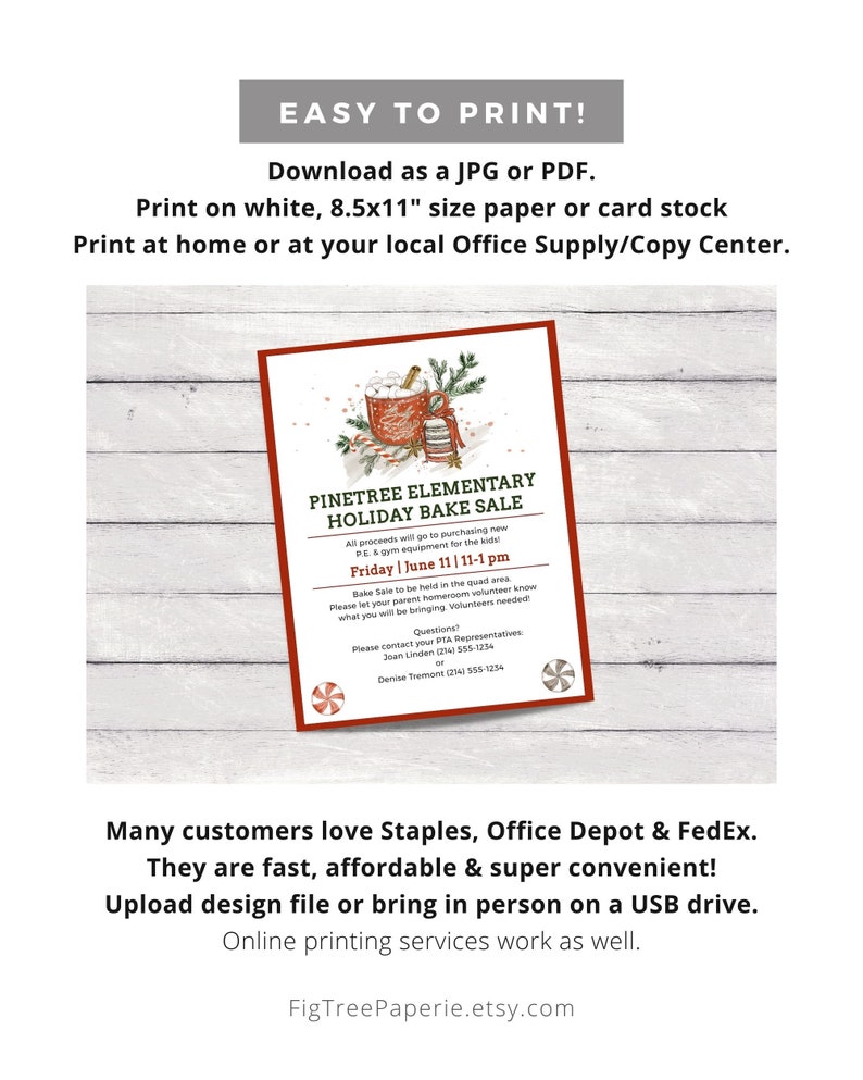 Bake Sale Flyer School Fundraiser Flyer PTA PTO Church | Etsy