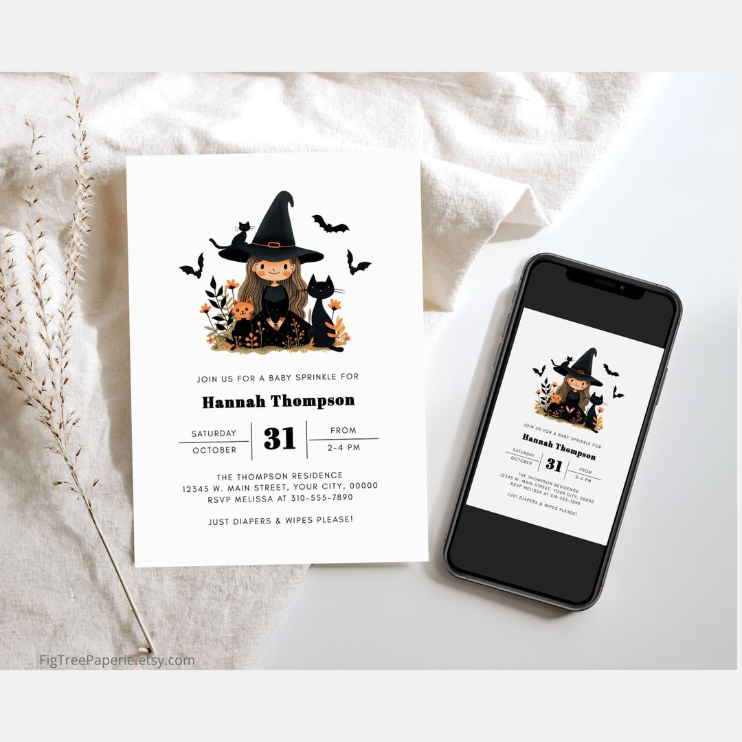 Halloween Baby Sprinkle Invitation for a Girl, October Girl Baby ...