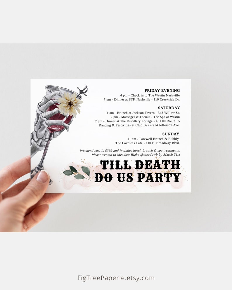 Bride's Last Ride Bachelorette Invitation Itinerary - Etsy