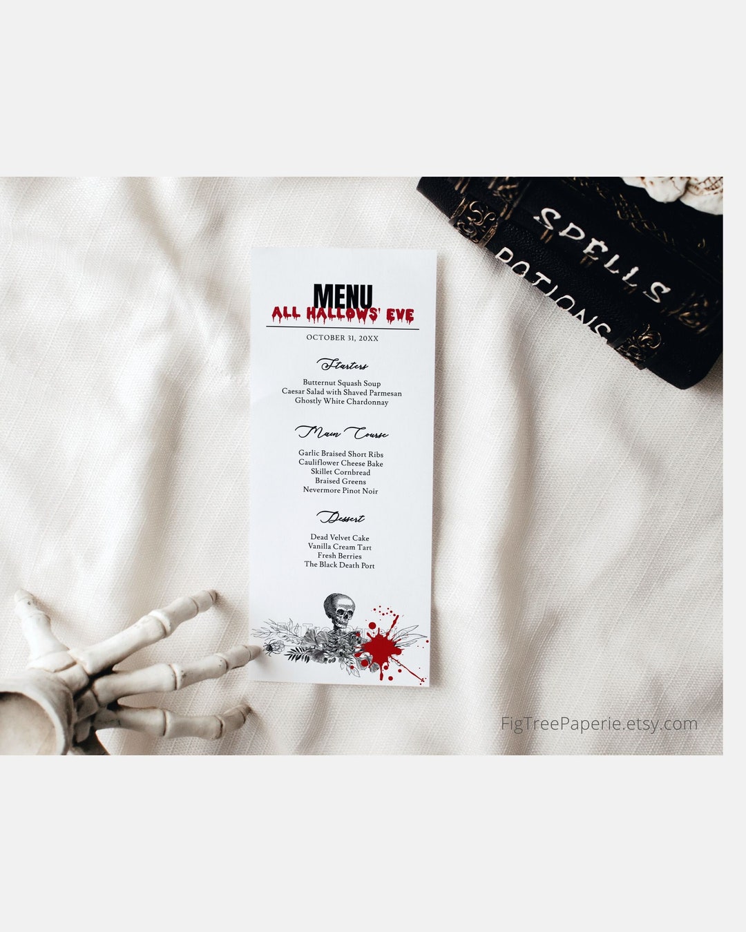 Halloween Skull Menu Template, Gothic Wedding Menu, Halloween Wine ...