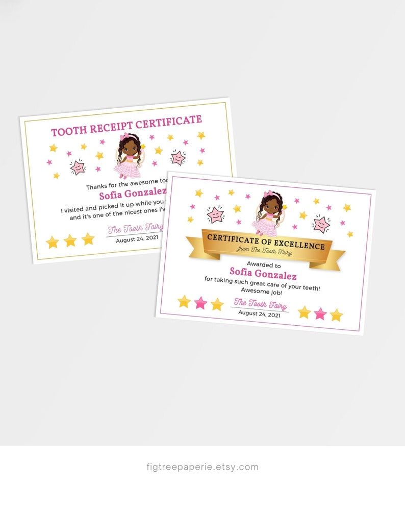 Mini Tooth Fairy Certificates for a Girl Lost Tooth - Etsy