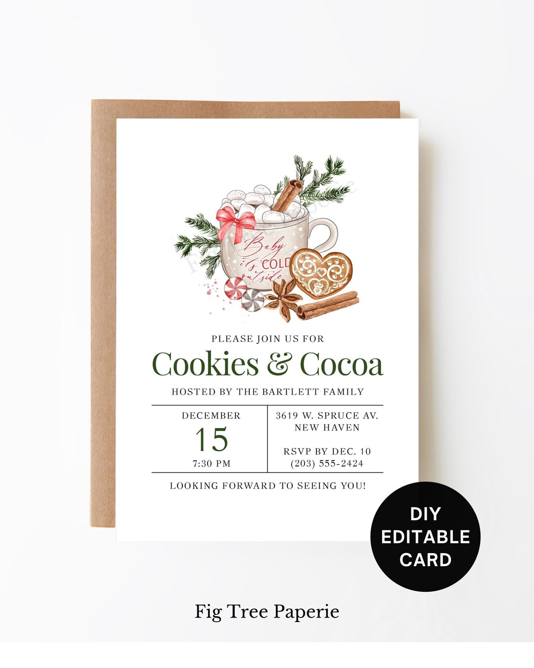 Cookies and Cocoa Invitation, Christmas Hot Chocolate Party Invite ...