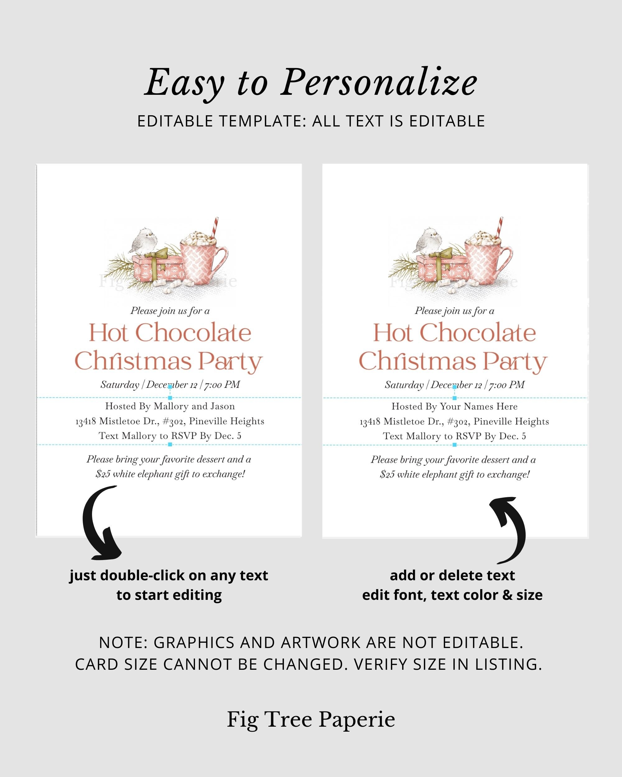 Christmas Party Invitation, Hot Cocoa, Hot Chocolate, Holiday Party ...