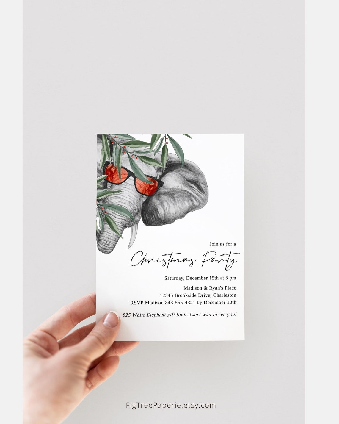 White Elephant Invitation, White Elephant Invite, White Elephant Party ...