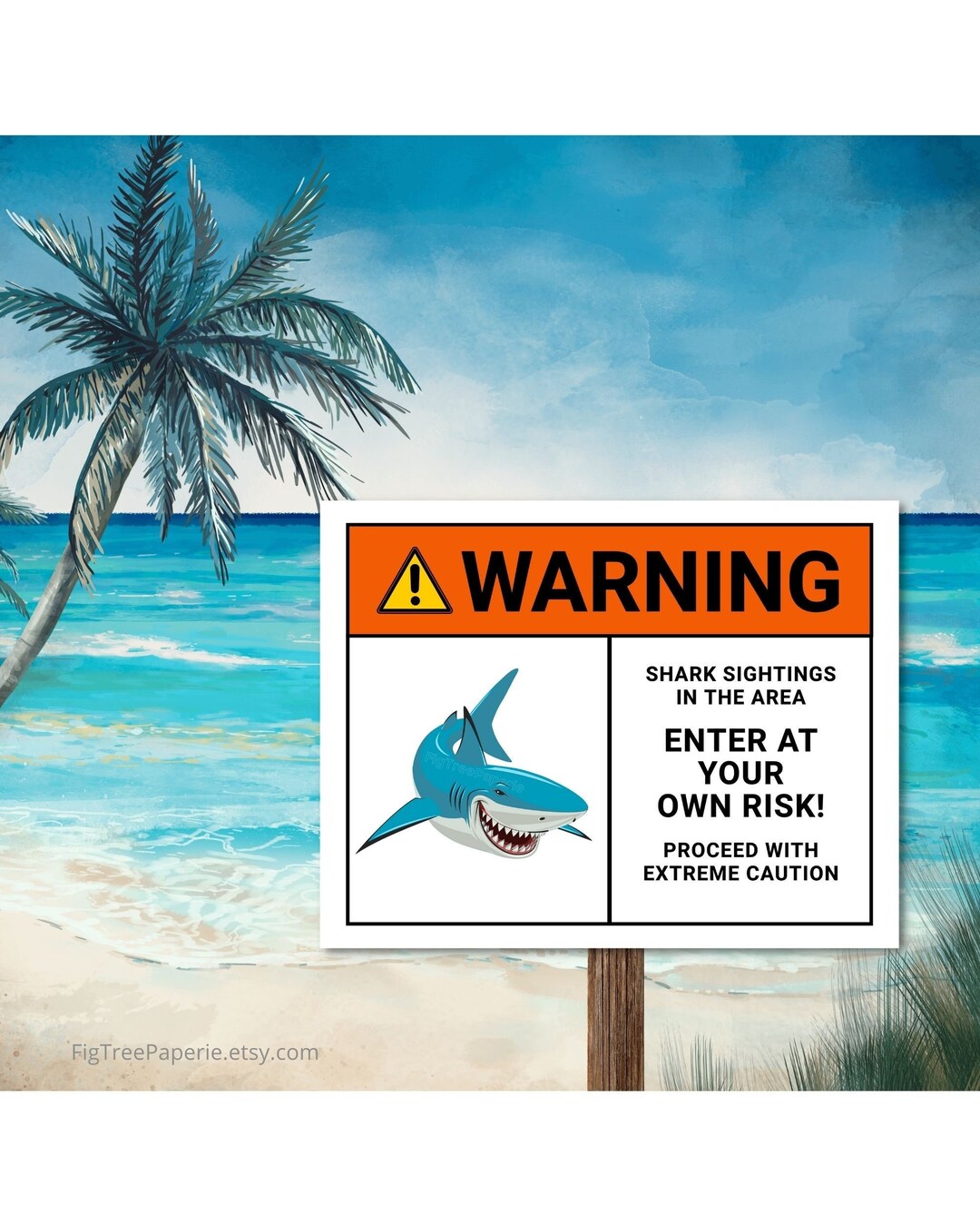 Shark Party Sign Warning Danger Sharks Sign Pool Party - Etsy