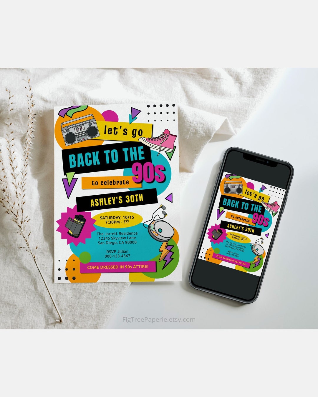 90s Party Invitation, 90s Birthday Invitation, 90s Retro Party, House ...