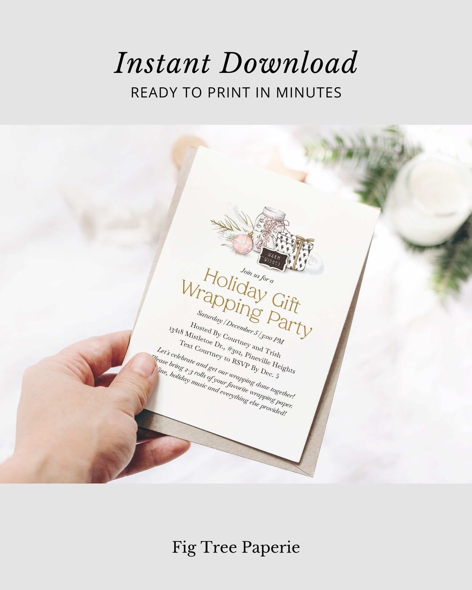 Holiday Gift Wrapping Party Invitation, Christmas Gift Wrapping Party ...