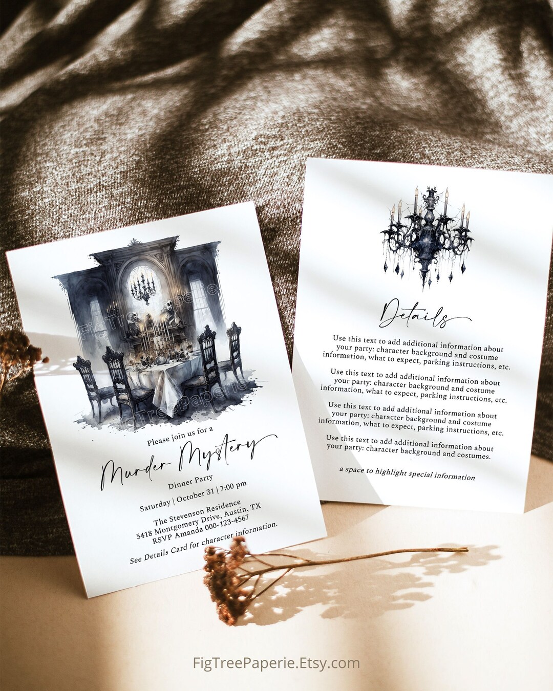 Murder Mystery Party Invitation, Gothic Murder Mystery Invitation, Gothic Dinner Party ...