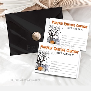 Pumpkin Carving Contest Voting Card, Pumpkin Painting Party Vote Card ...