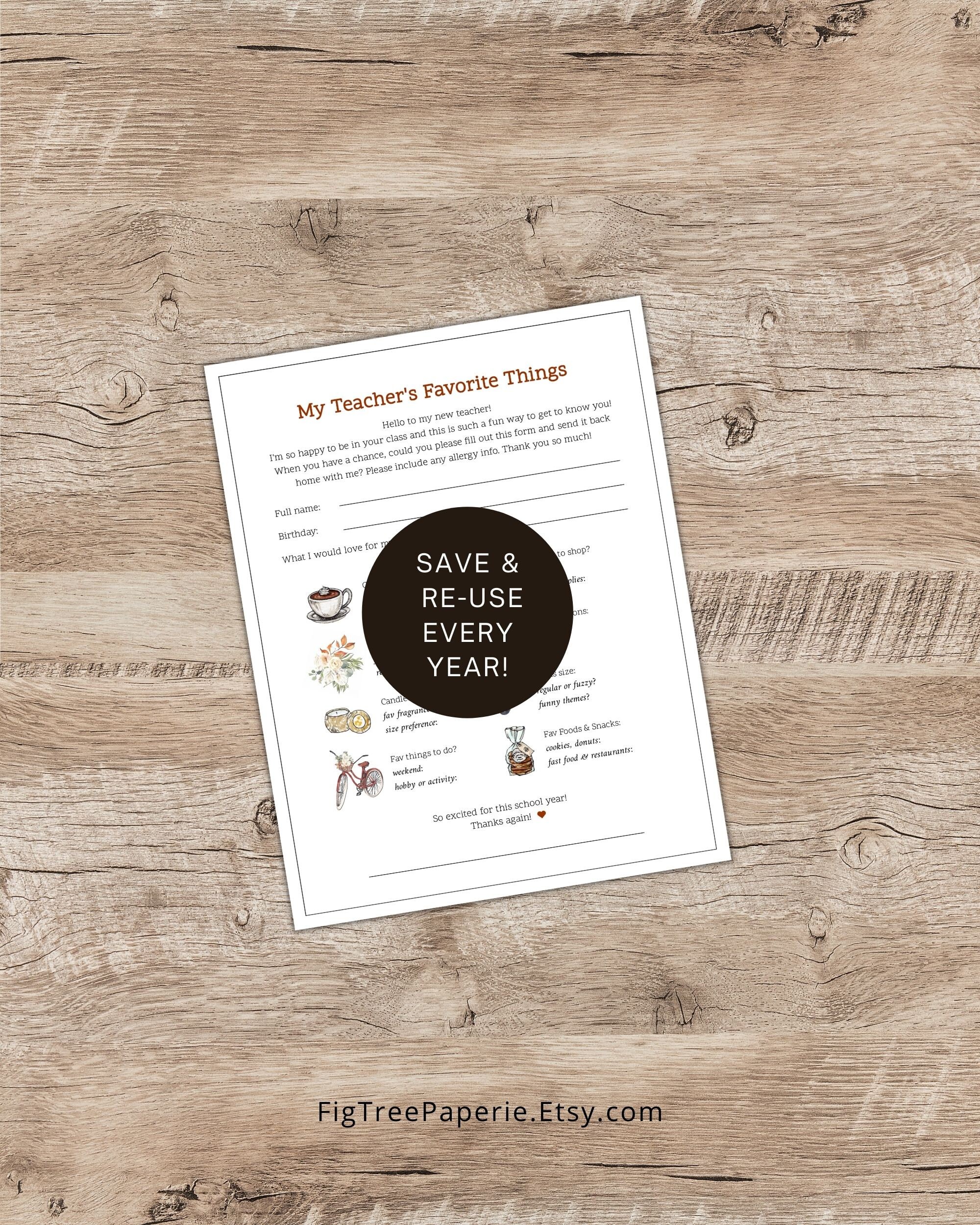 Teacher's Favorite Things Printable Teacher | Etsy