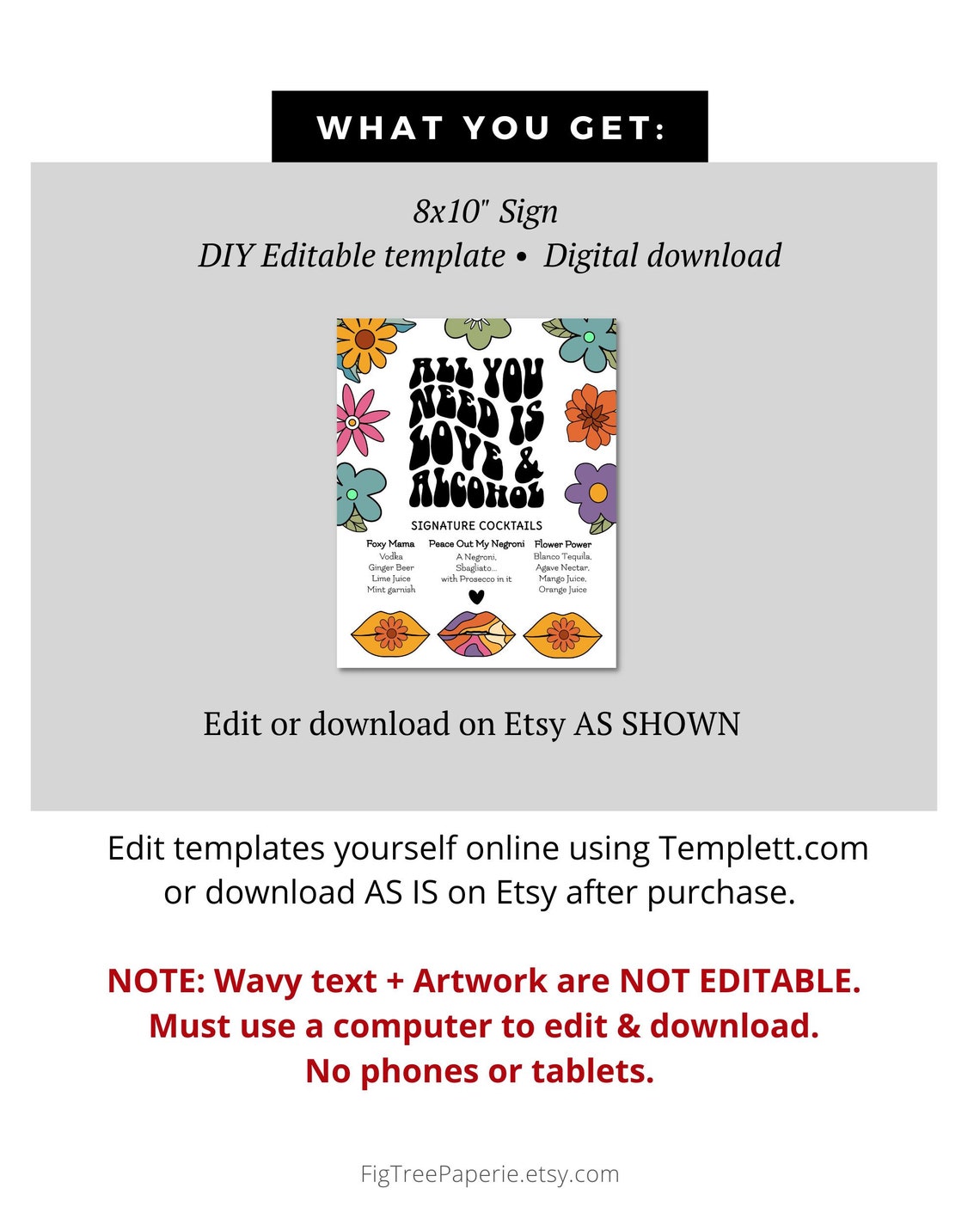 70s Party Drinks Menu Template 70s Wedding Drinks Menu - Etsy