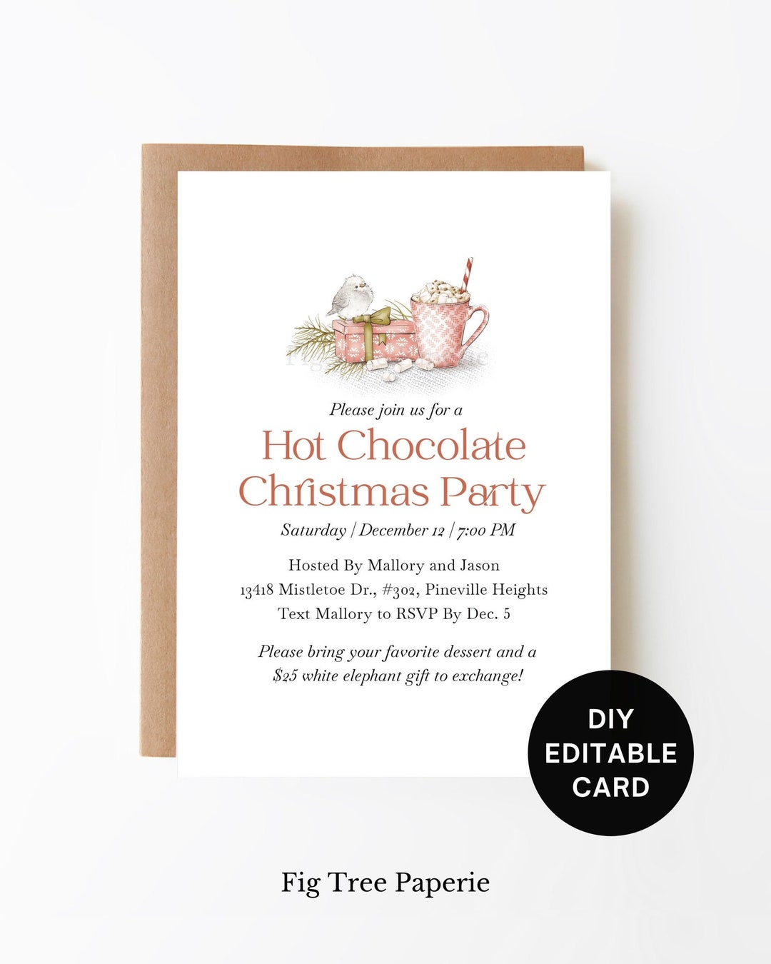 Christmas Party Invitation, Hot Cocoa, Hot Chocolate, Holiday Party ...