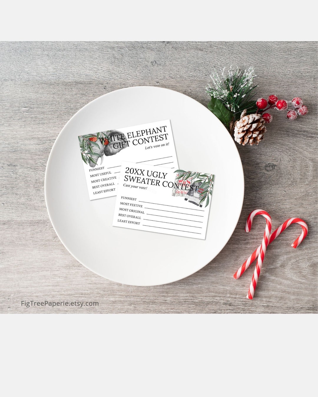White Elephant Gift Vote Cards, Best White Elephant Gift Ballot, Ugly ...