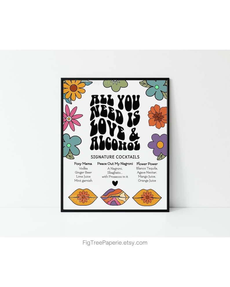 70s Party Drinks Menu Template 70s Wedding Drinks Menu - Etsy