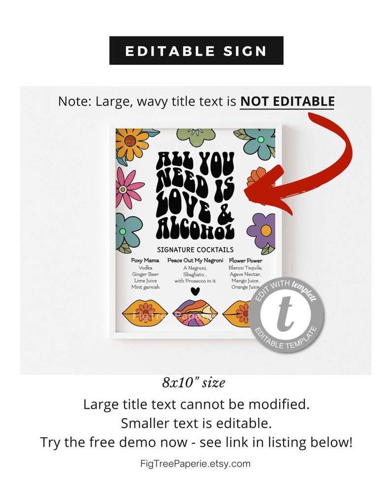 70s Party Drinks Menu Template 70s Wedding Drinks Menu - Etsy