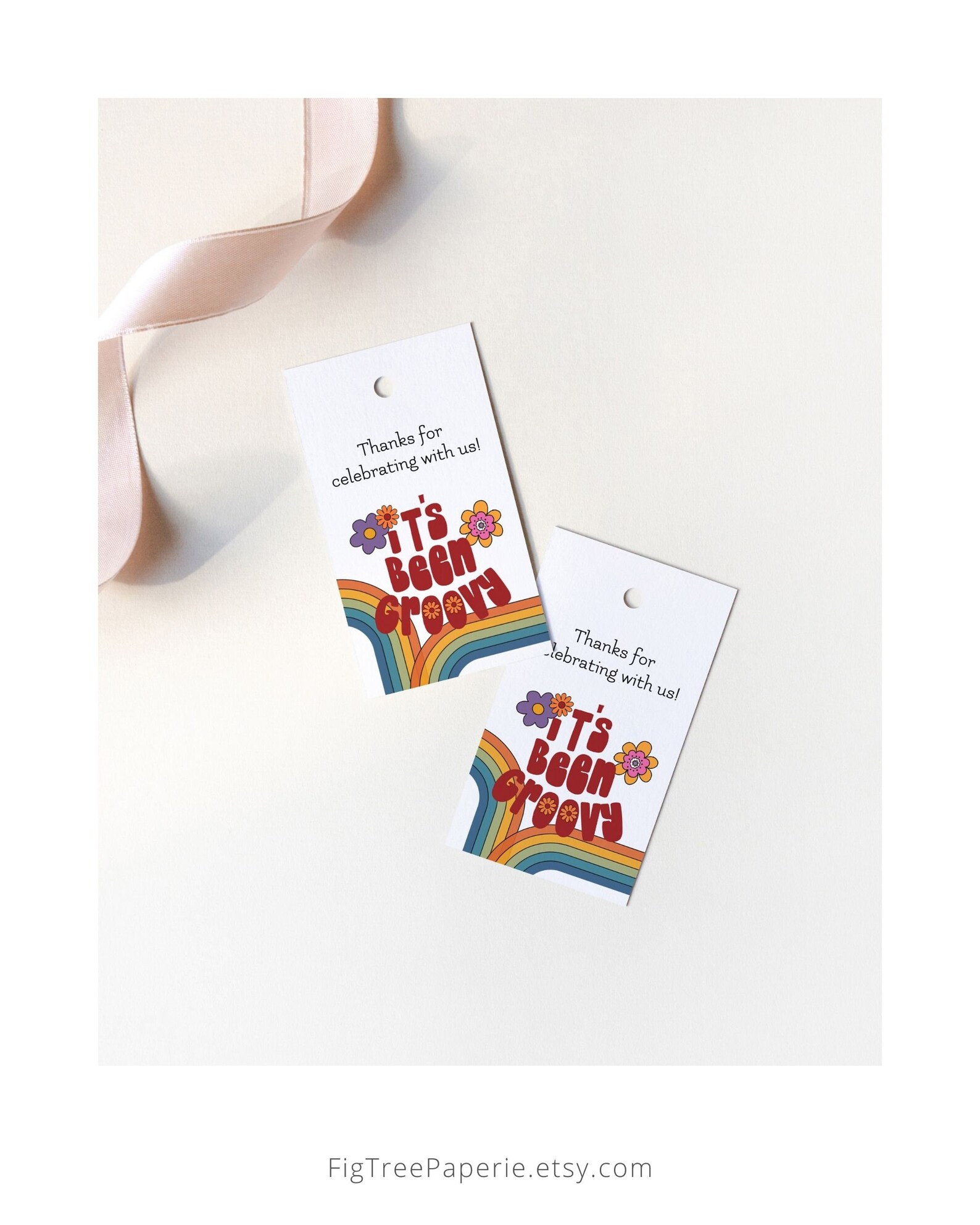 70s Theme Thank You Gift Tags, 70s Favor Tag. Groovy Party Favors ...