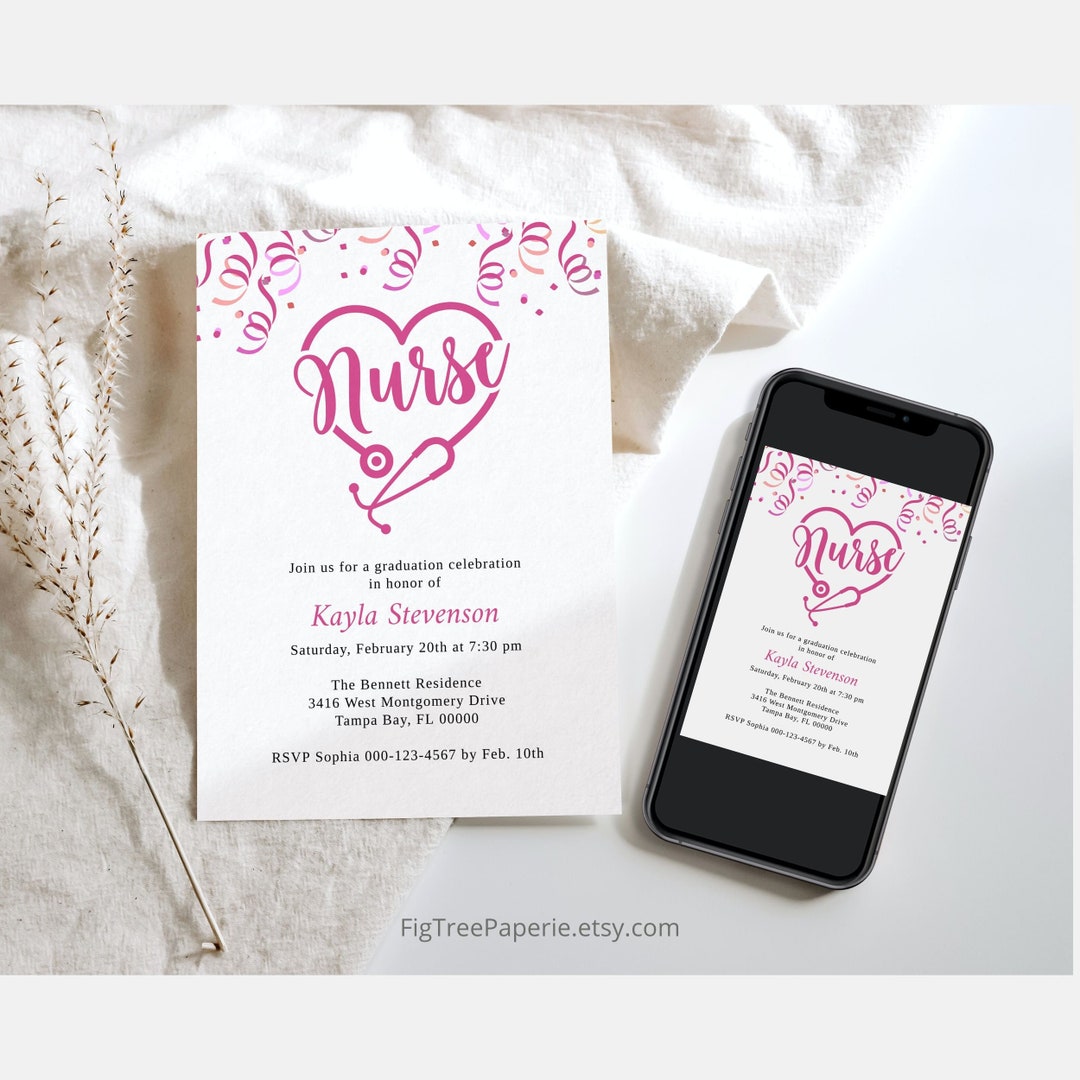 Nurse Graduation Party Invitation, RN Graduation Party Invite, Nursing ...