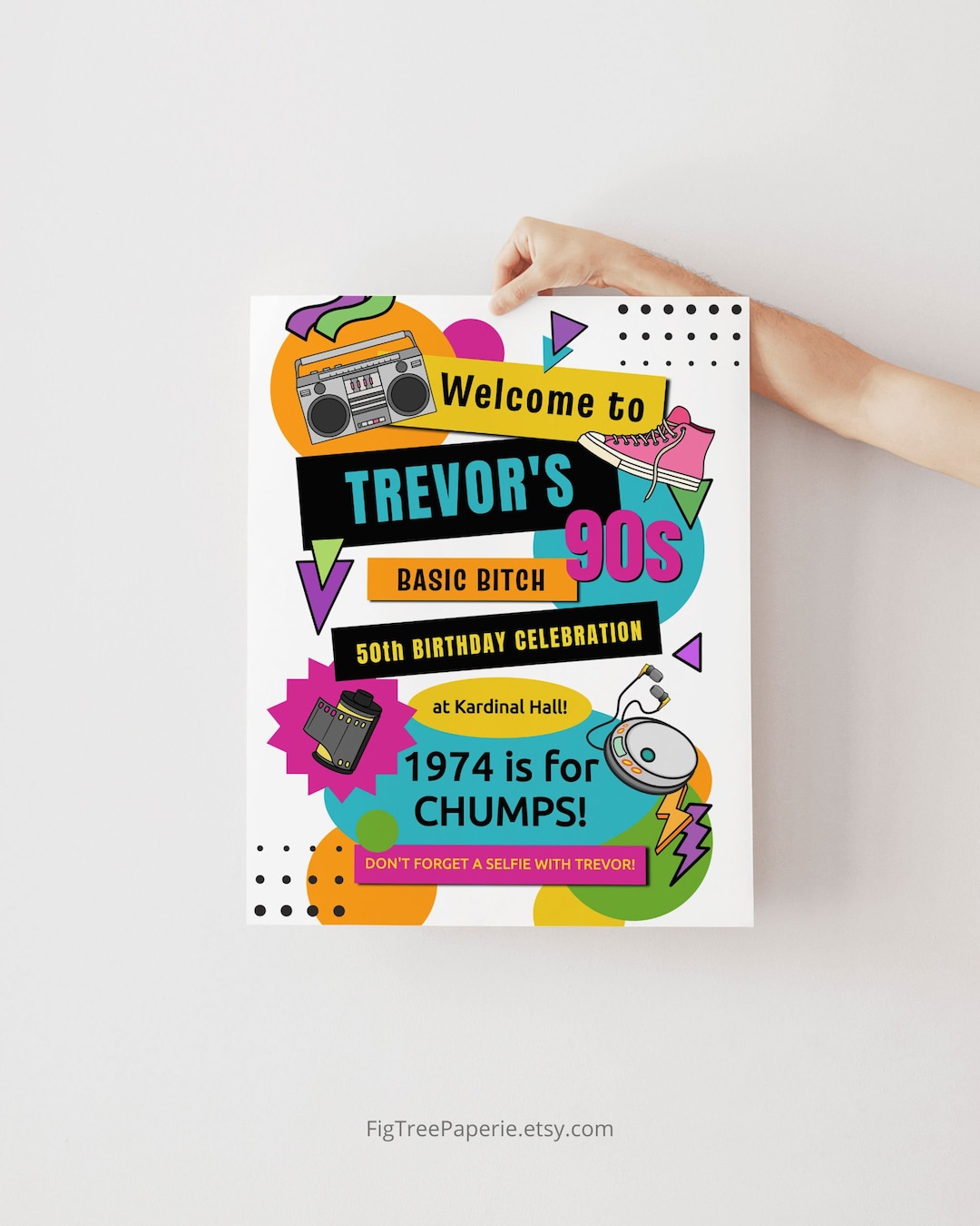 90s Party Welcome Sign, 90s Throwback Birthday Party Sign Editable ...