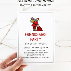 Friendsmas Invitation, Funny Christmas Party Invite, Funny Holiday ...