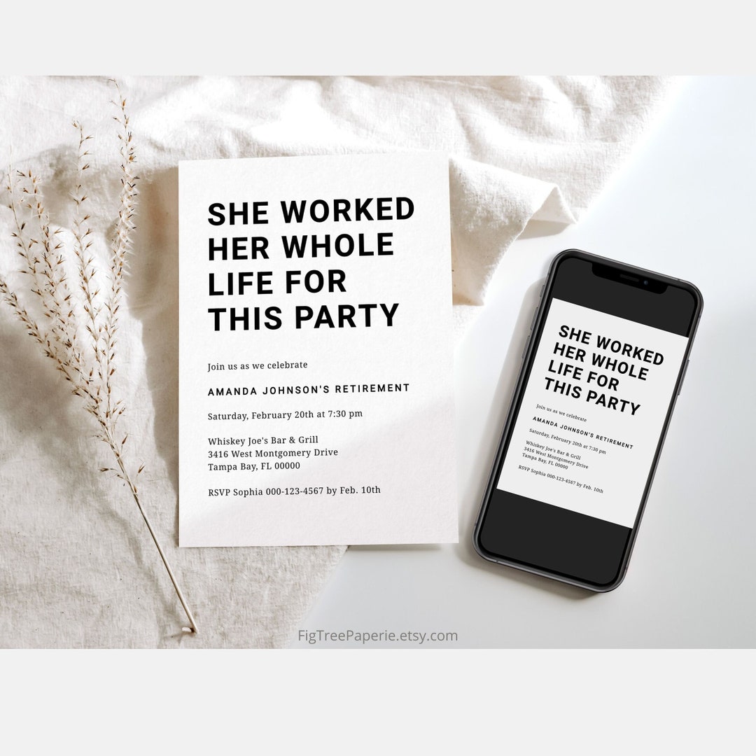 Funny Retirement Party Invitation Woman, Female Retirement Party Invite ...