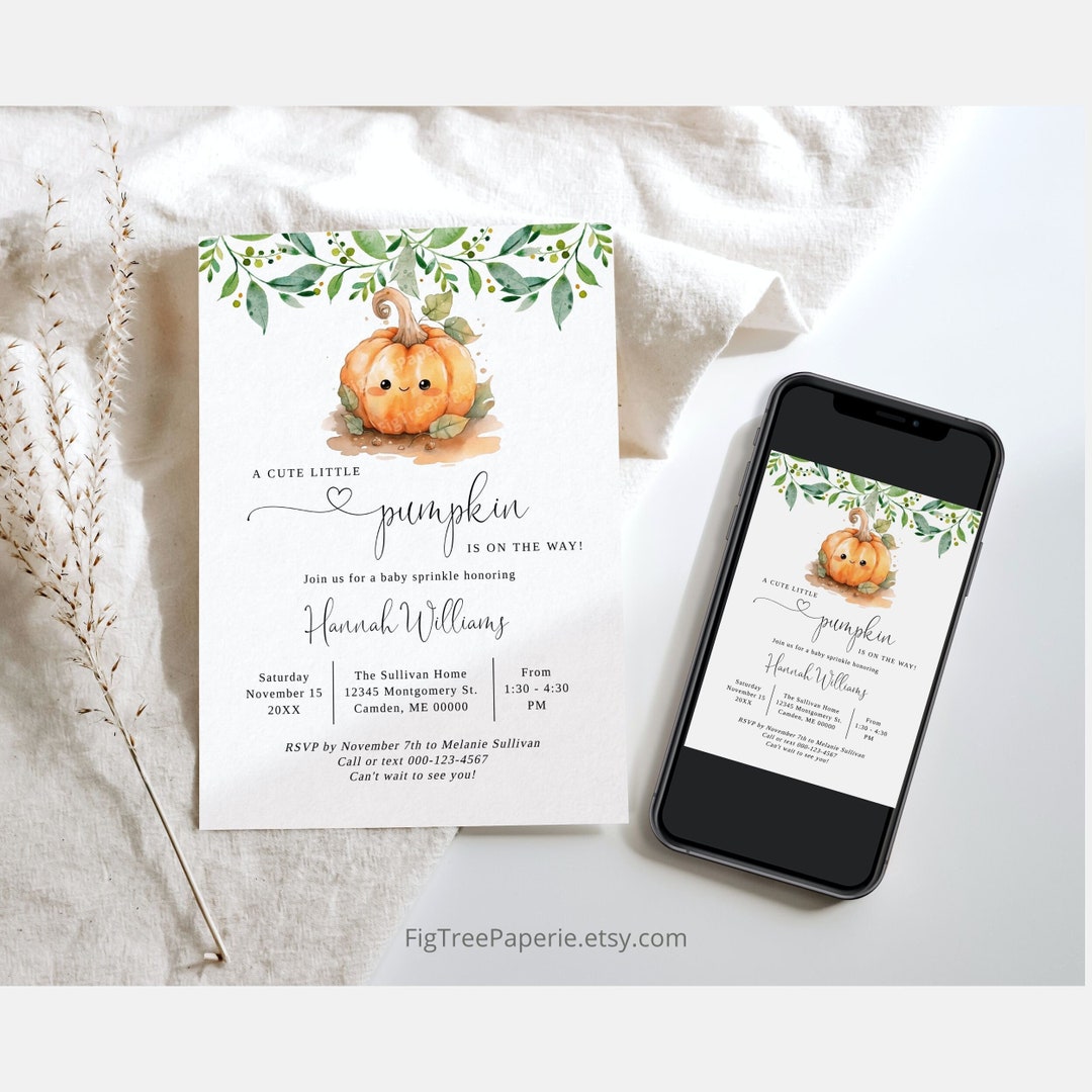 Pumpkin Baby Sprinkle Invitation, Fall Baby Sprinkle Invitation ...